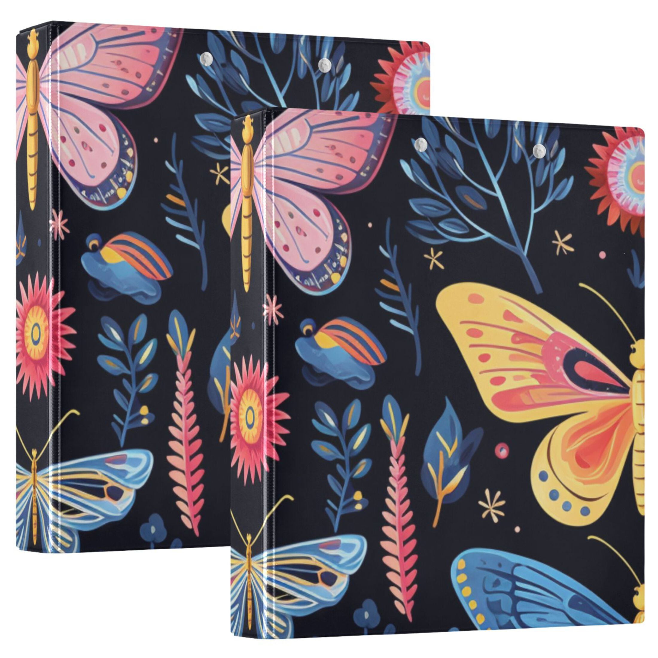 Dragonflies Butterflies Leaves 3 Ring Binders 1.5 inch Hardcover File ...