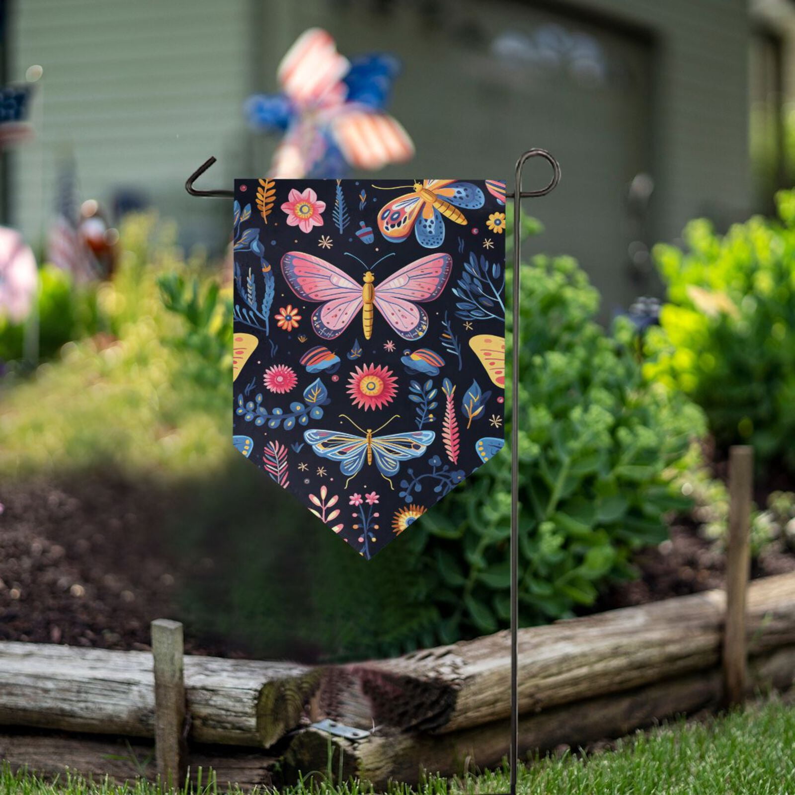 Dragonflies Butterflies Leaves Garden Flag 18" x 12.5" Double Sided ...