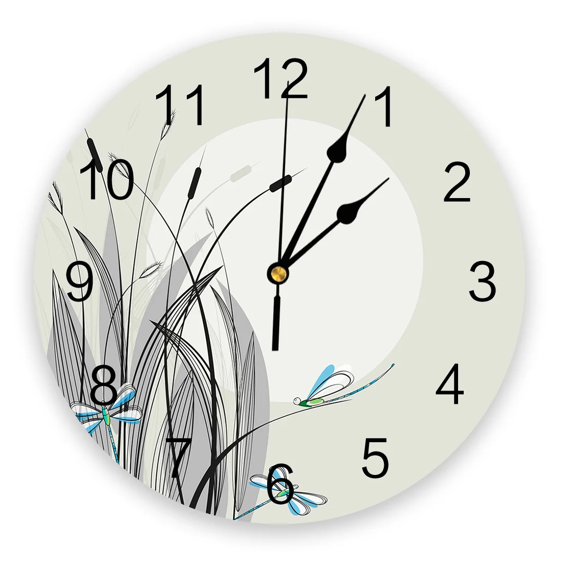 Dragonflies Flowers Branches Nature Wall Clocks Silent Home Cafe Office ...