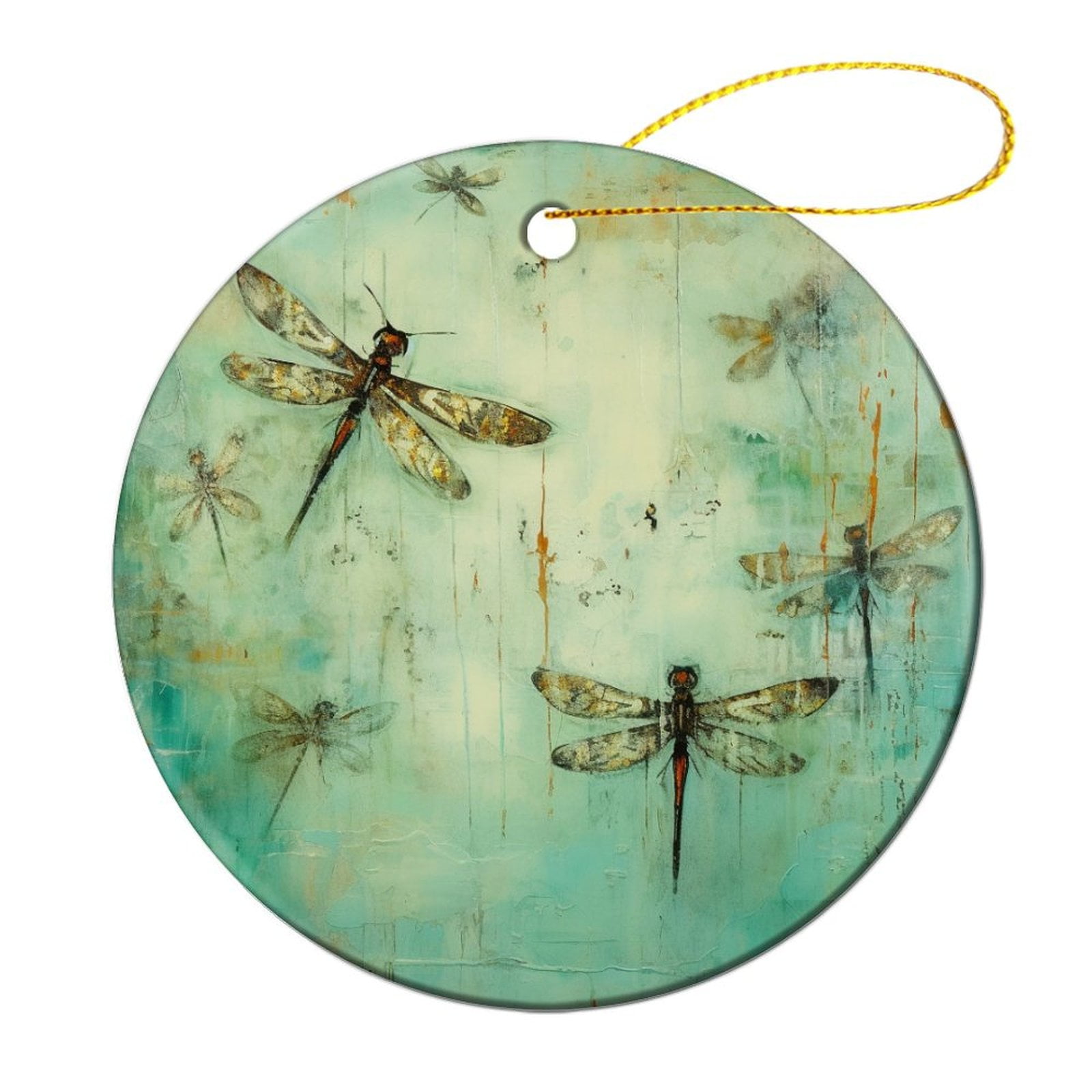 Dragonflies In Turquoise Christmas Ornament Animals Dragonfly Christmas ...