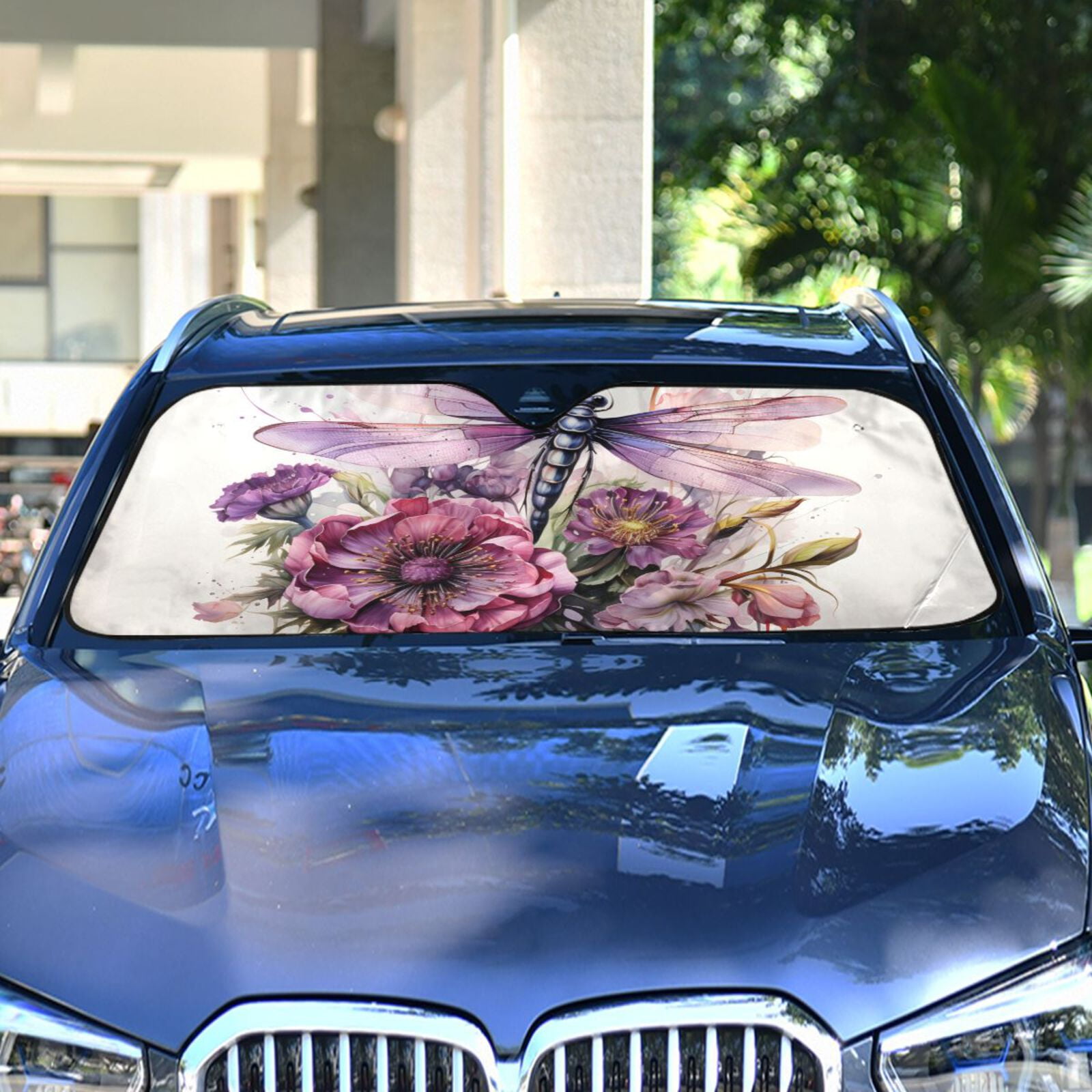 Dragonflies and Flowers Automotive Front Car Windshield Sun Shade ...