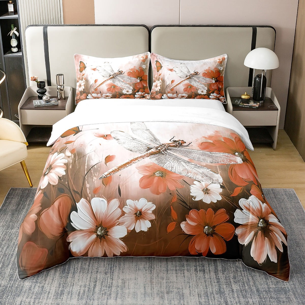 Dragonfly 100% Cotton Duvet Cover Full Size, Butterflies 3D Bedding Set ...
