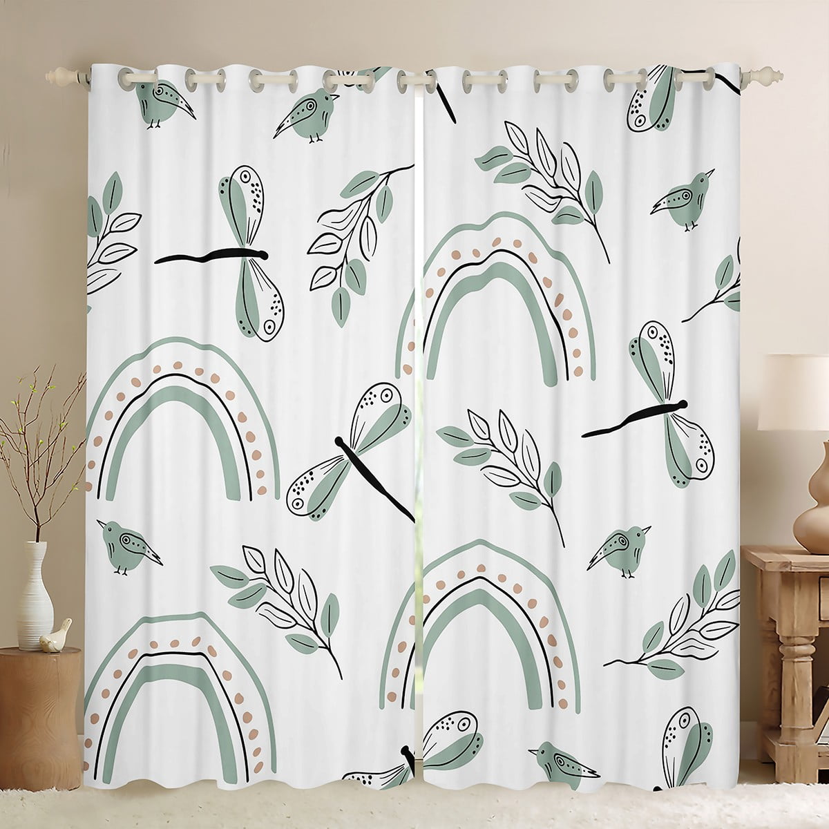 Dragonfly 30%-50% Blackout Curtains for Girls Boho Rainbow Curtains ...