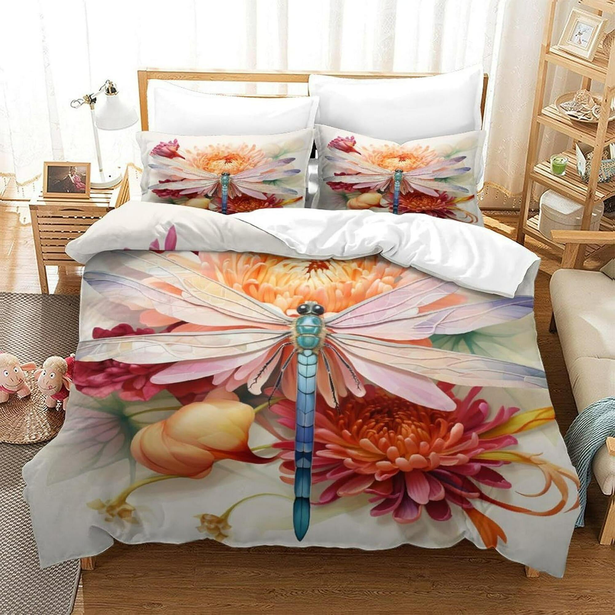 Dragonfly 3D Printed Duvet Cover Set Bedspread Soft Easy Care - Walmart.com