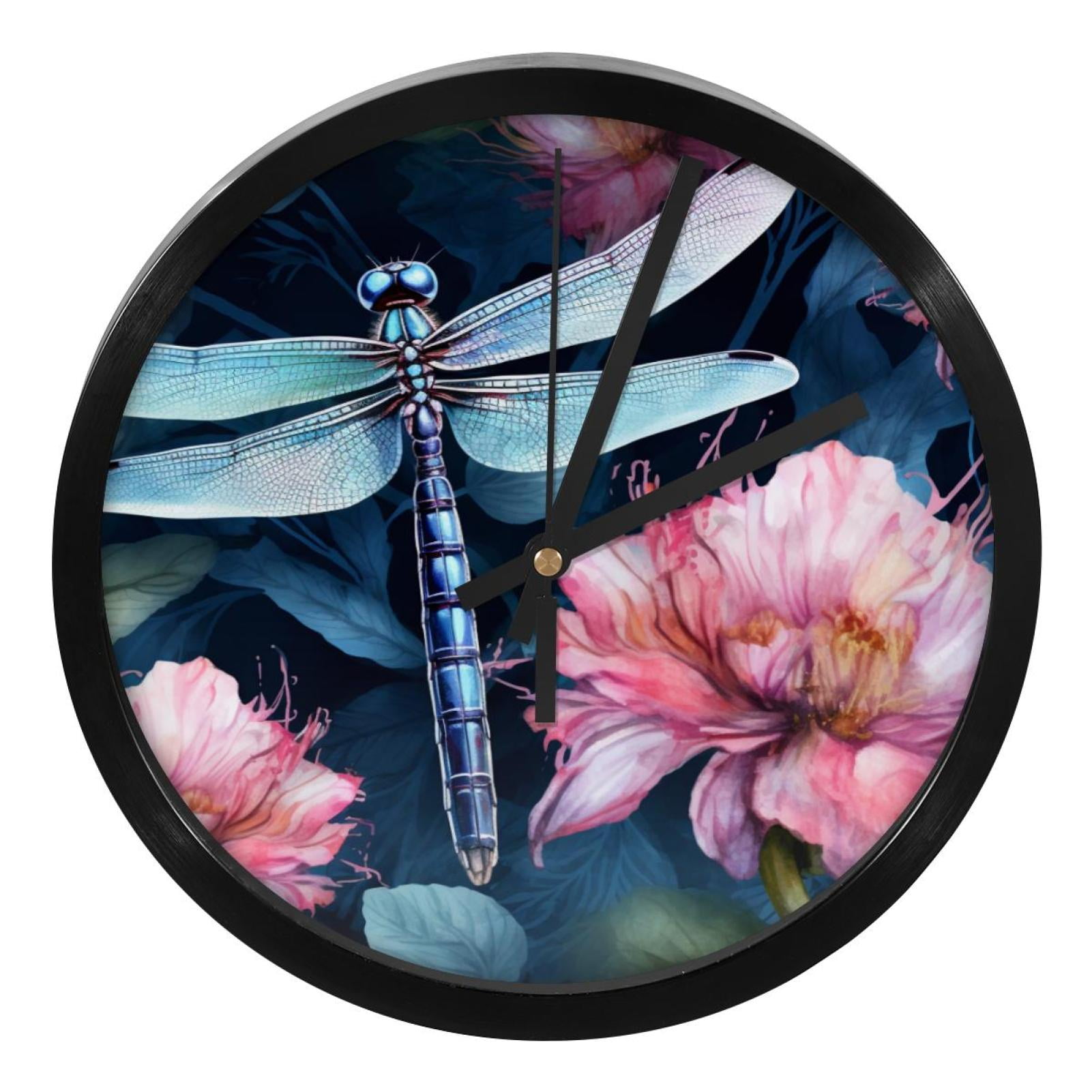 Dragonfly 9.8 Inch Silent Non-Ticking Round Digital Wall Clock, Battery ...