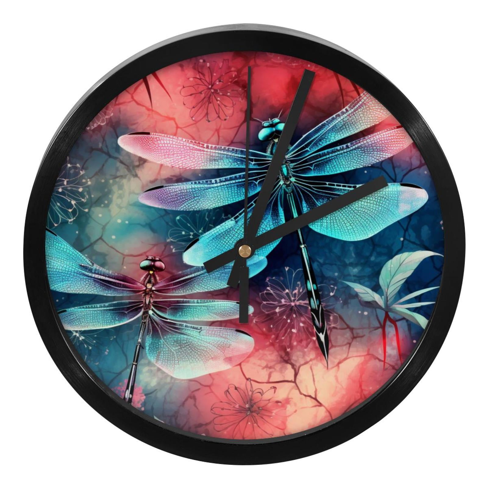 Dragonfly 9.8 Inch Silent Round Wall Clock - Battery Operated Digital ...
