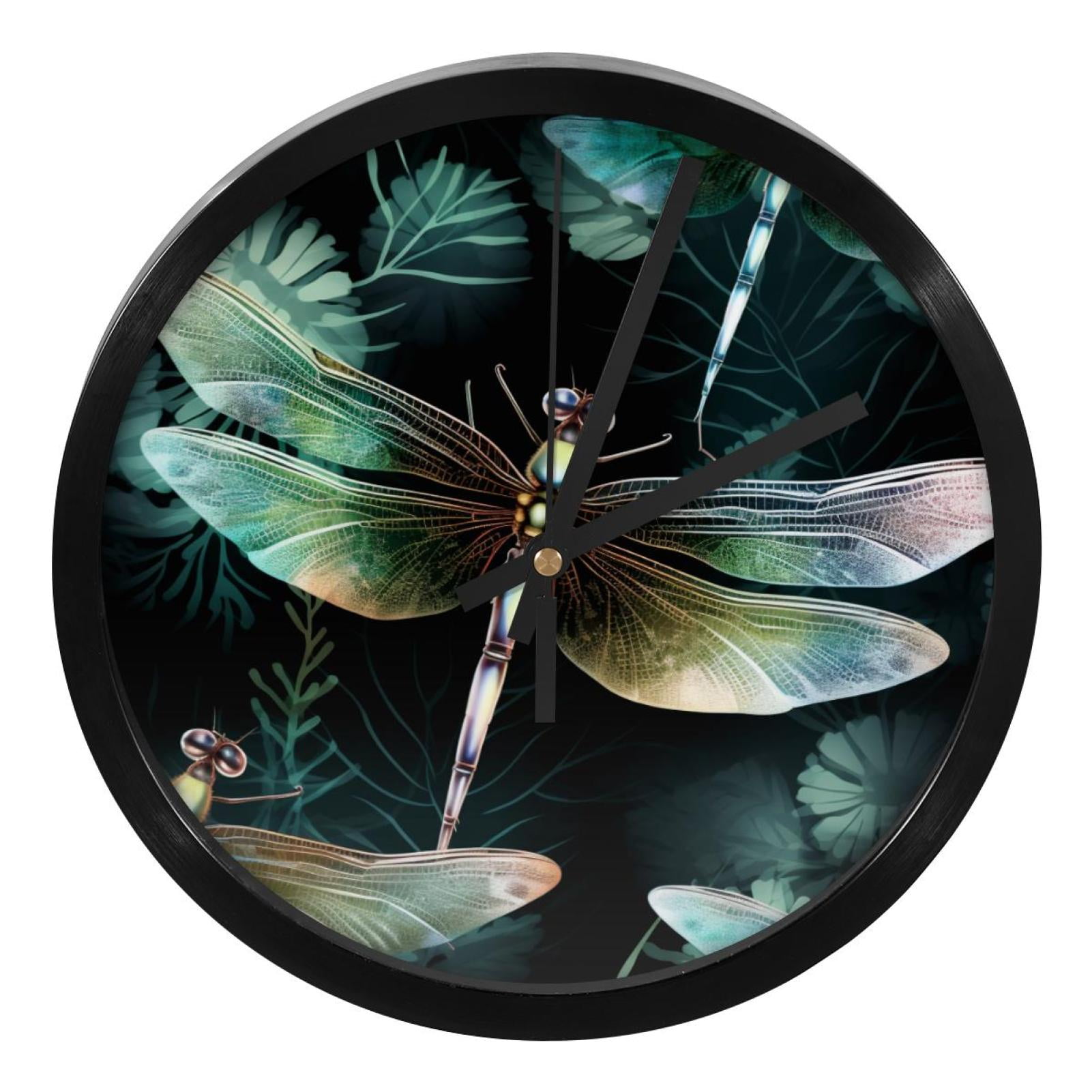 Dragonfly 9.8 Inch Silent Wall Clock, Round Digital Battery Operated ...