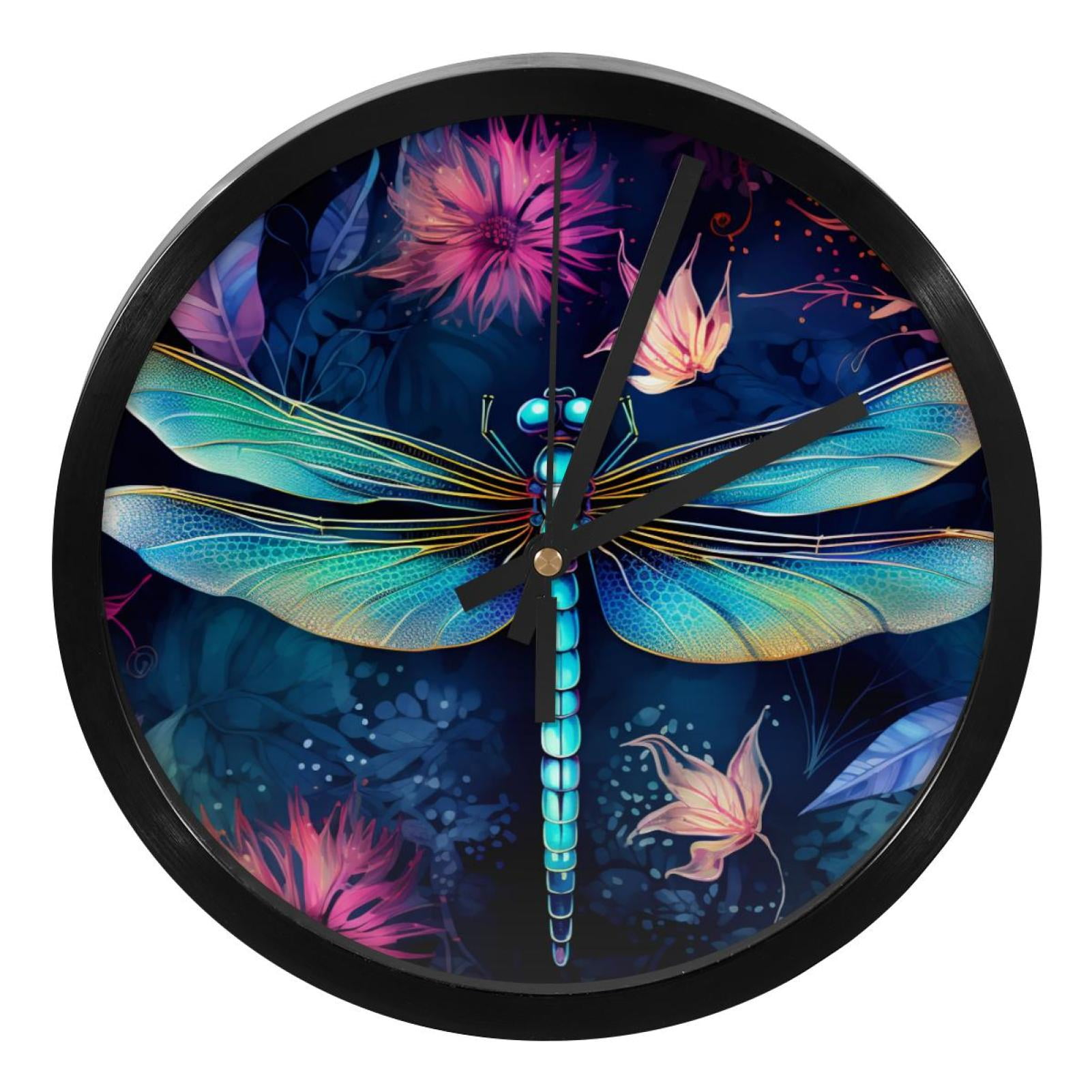 Dragonfly 9.8 Inch Silent Wall Clock, Round Digital Battery Operated ...