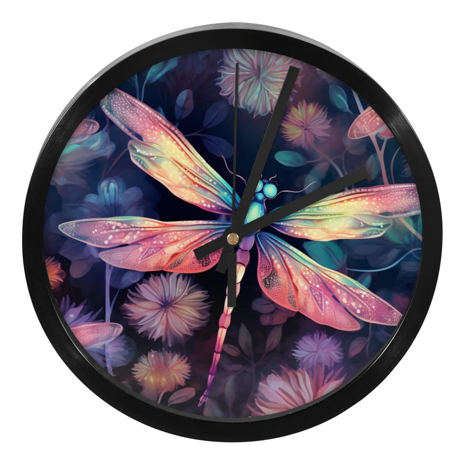 Dragonfly 9.8 Inches Silent Non-Ticking Round Digital Wall Clock for ...