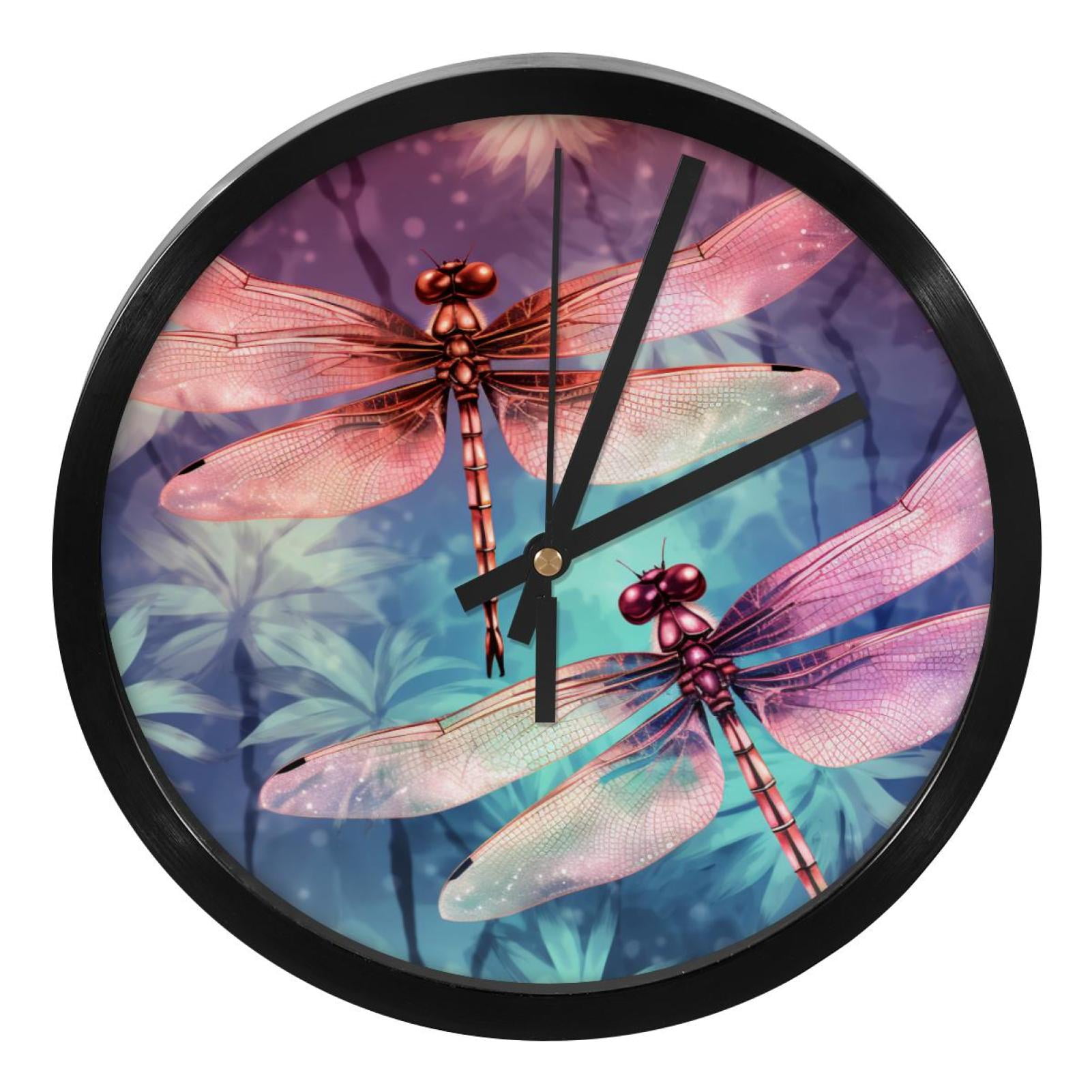 Dragonfly 9.8 Inches Silent Wall Clock, Round Digital Battery Operated ...