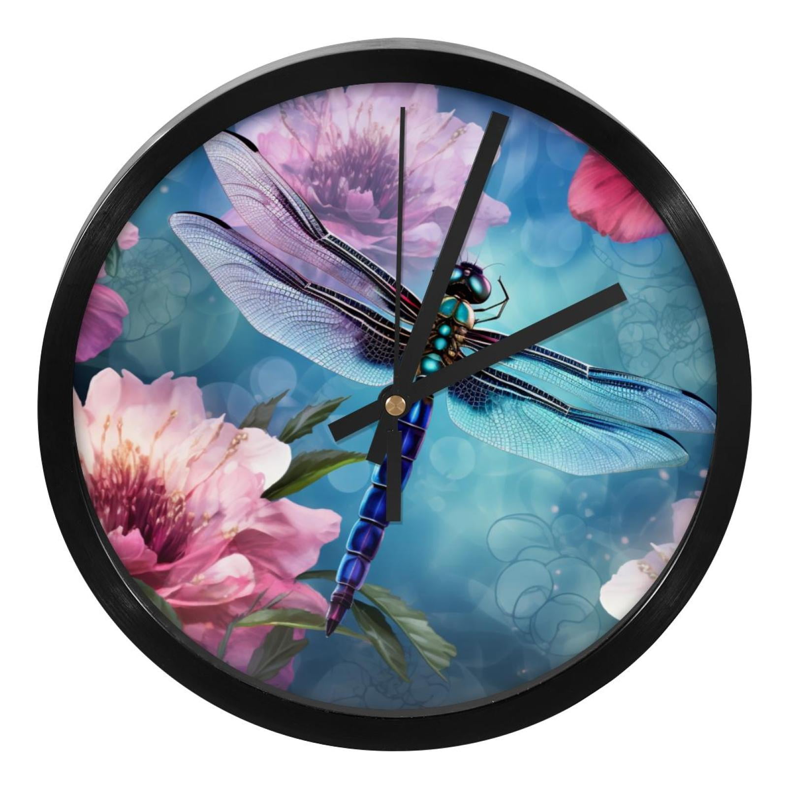 Dragonfly 9.8 Inches Silent Wall Clock, Round Digital Battery Operated ...