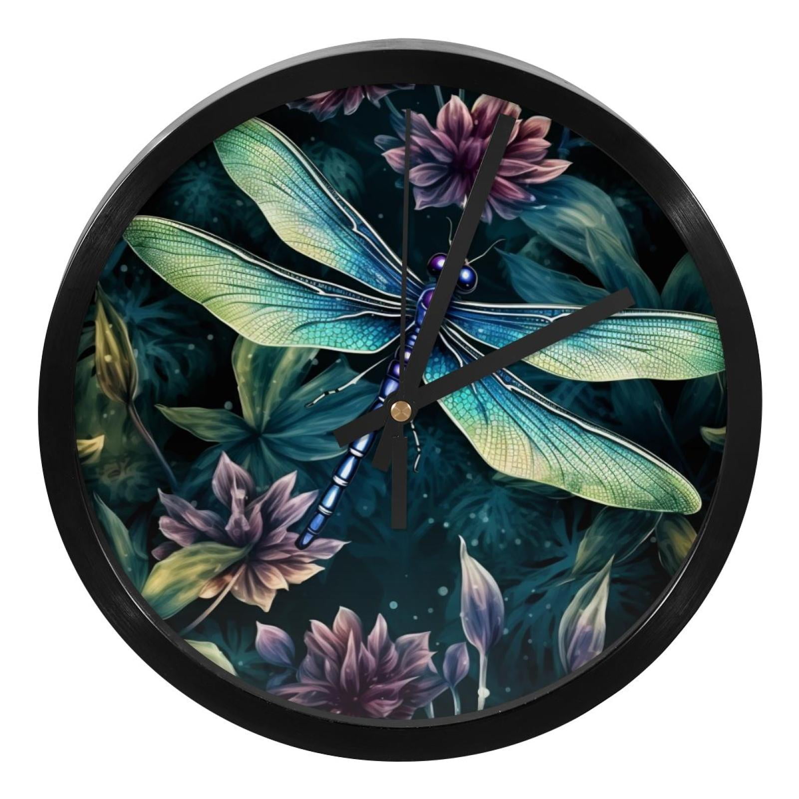 Dragonfly 9.8 Inches Wall Clock - Silent Round Digital Clock, Battery ...