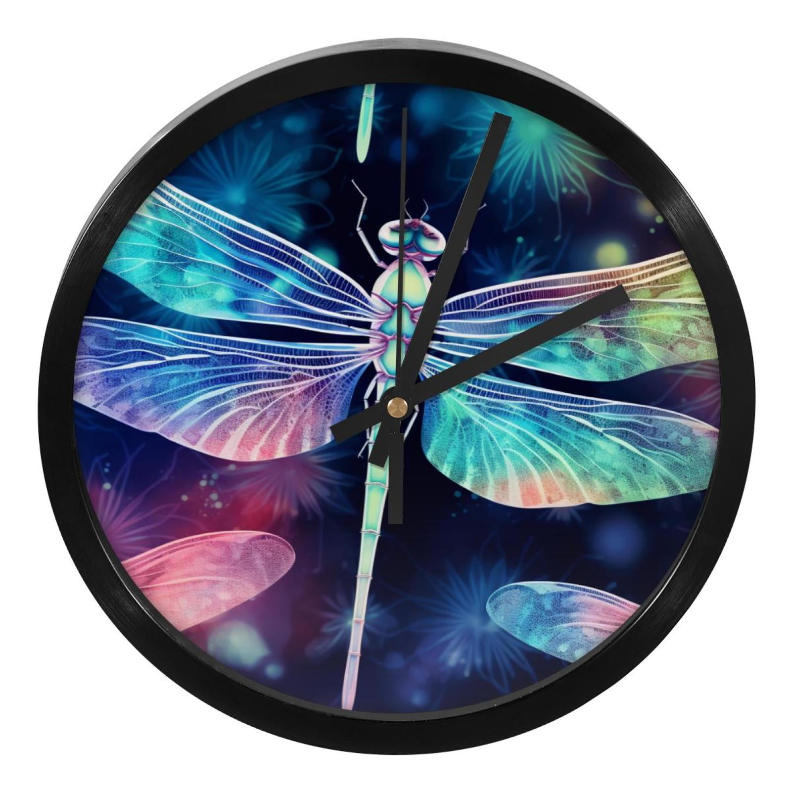 Dragonfly 9.8 Inches Wall Clock - Silent Round Digital Clock, Battery ...