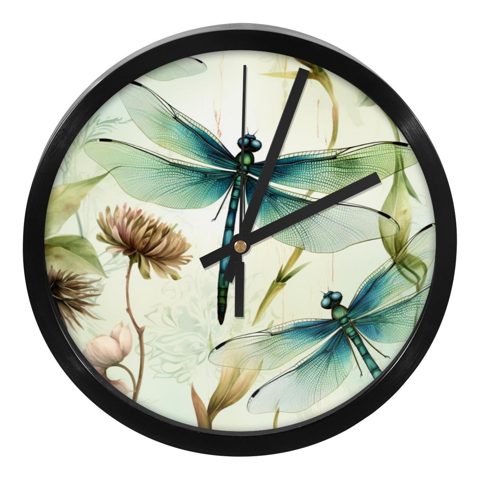 Dragonfly 9.8 Inches Wall Clock - Silent Round Digital Clock, Battery ...