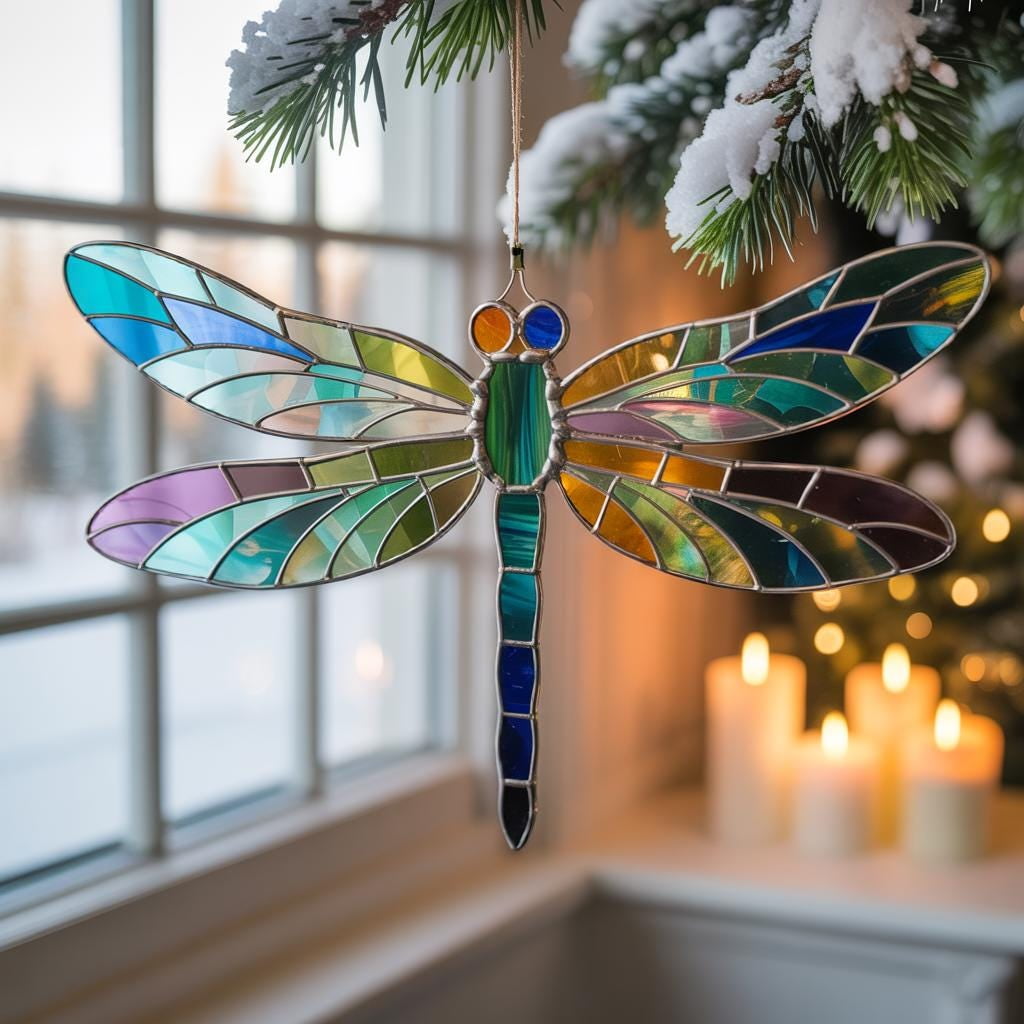 Dragonfly Acrylic Suncatcher, Colorful Dragonfly Window Hanging, Nature ...