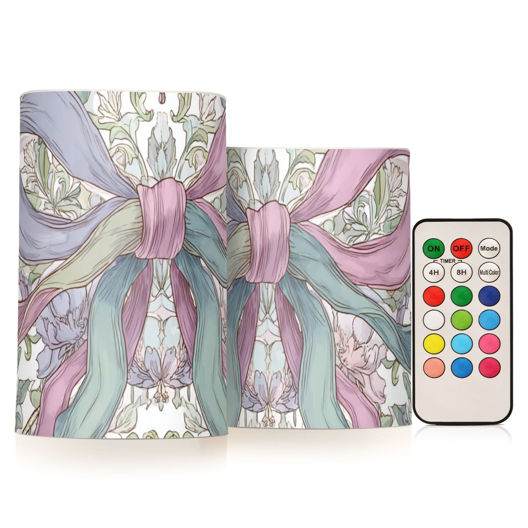 Dragonfly Around Big Bows Flowers Flickering Flameless Candles LED ...