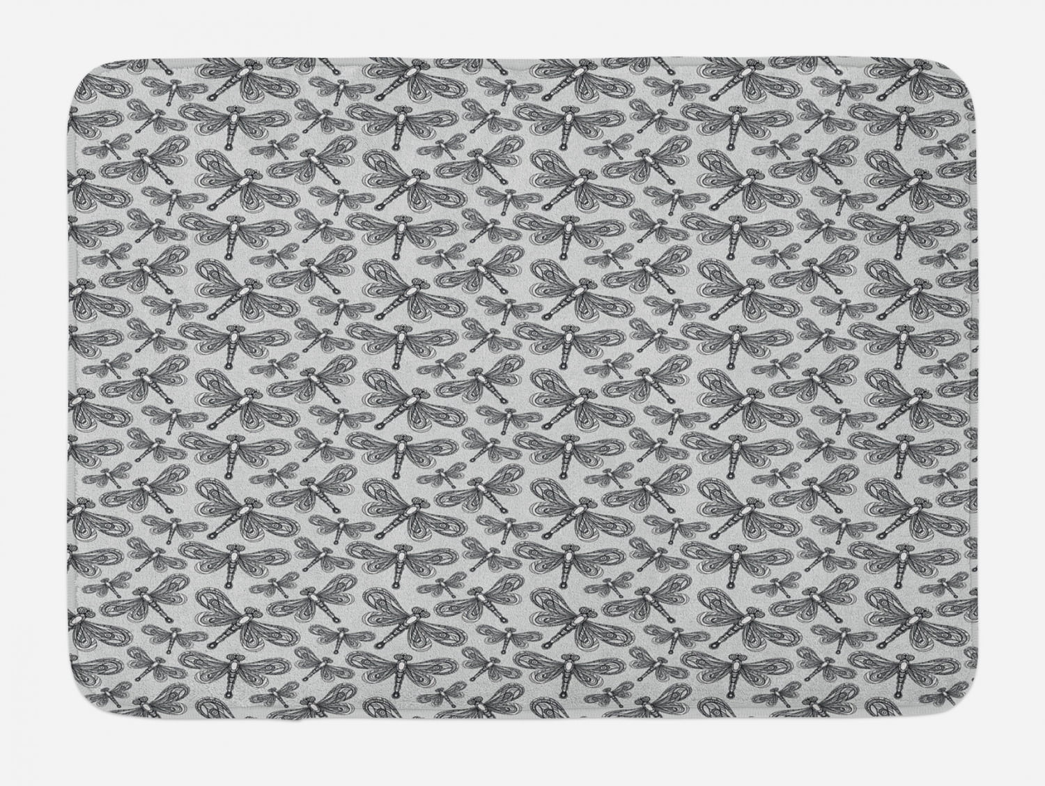 Dragonfly Bath Mat, Repetitive Patterns of Monochromatic Design Insects ...