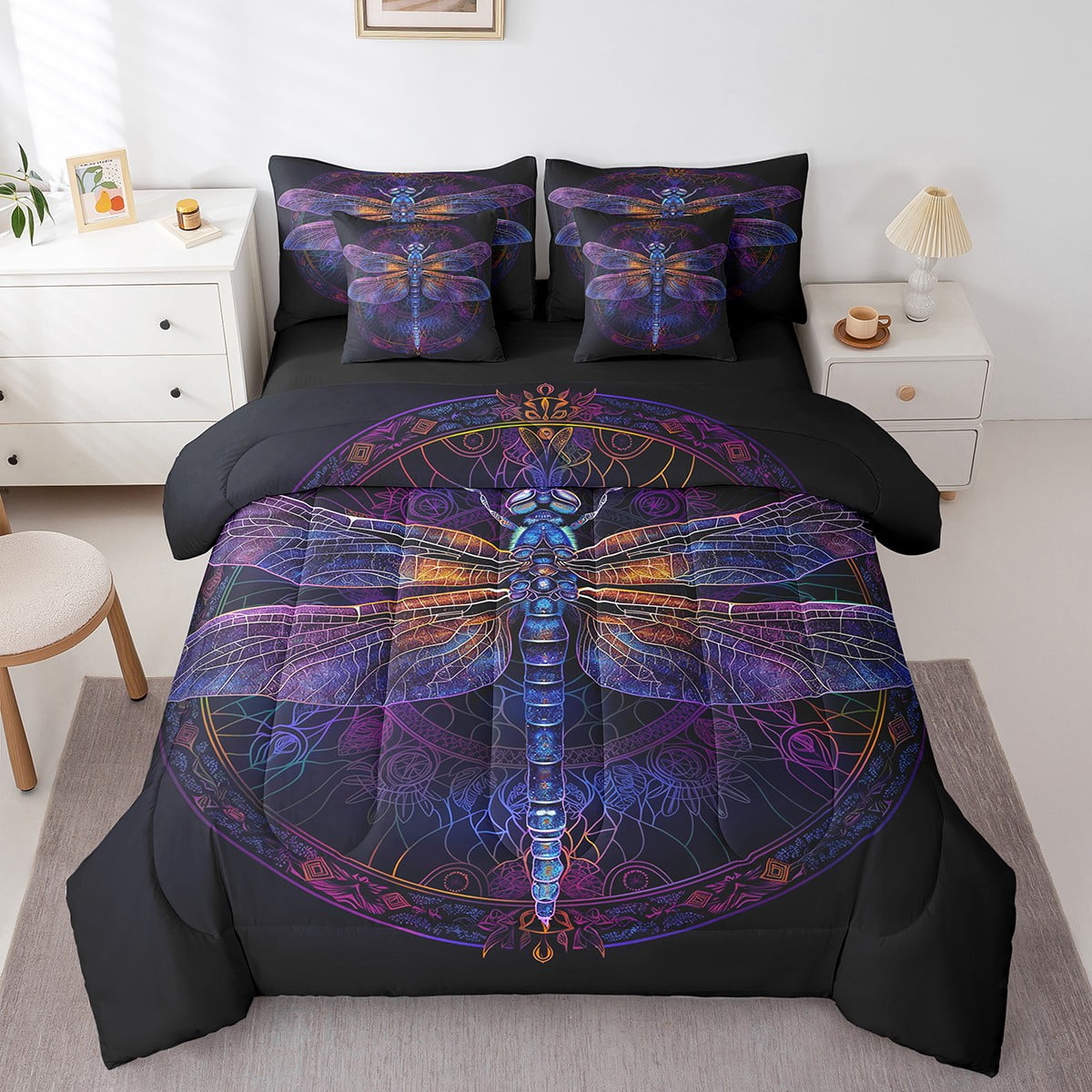Dragonfly Bedding 7 Pcs for Adult Women Wild Animal Dragonfly Bed in a ...