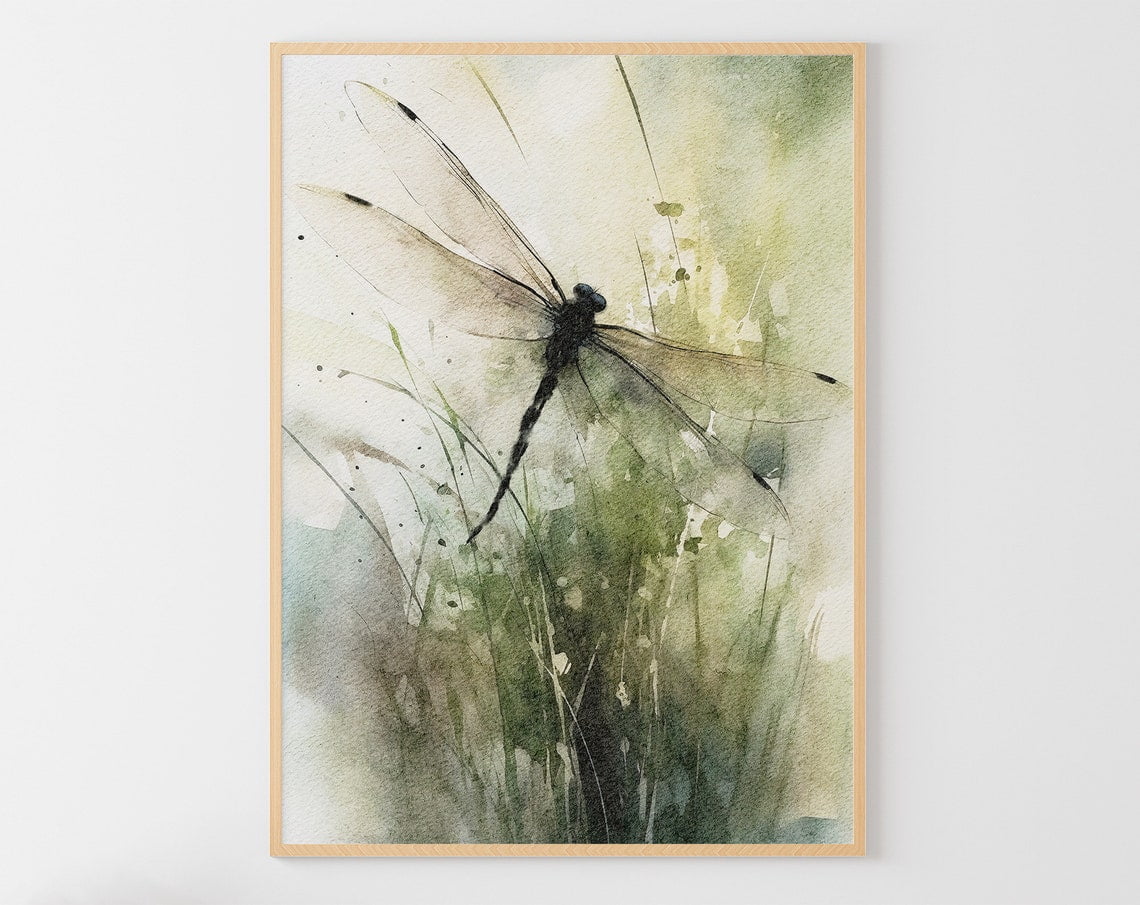 Dragonfly Botanical Insect Artwork Dragonfly Art Poster Neutral ...
