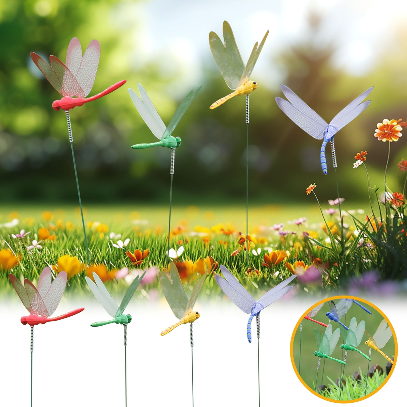 Dragonfly Bug Repellent, [Stake No Clip], 3D Dragonfly Garden Decor ...