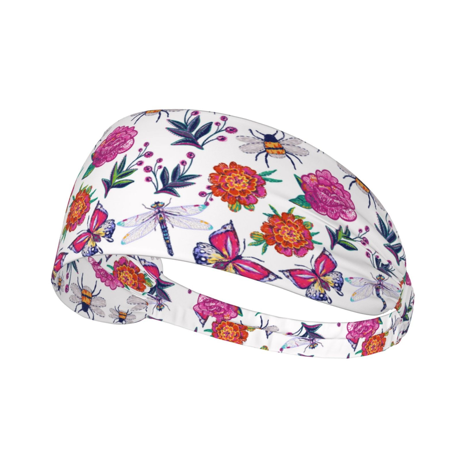 Dragonfly Butterfly Carnation Headbands for Women Men, Workout Elastic ...