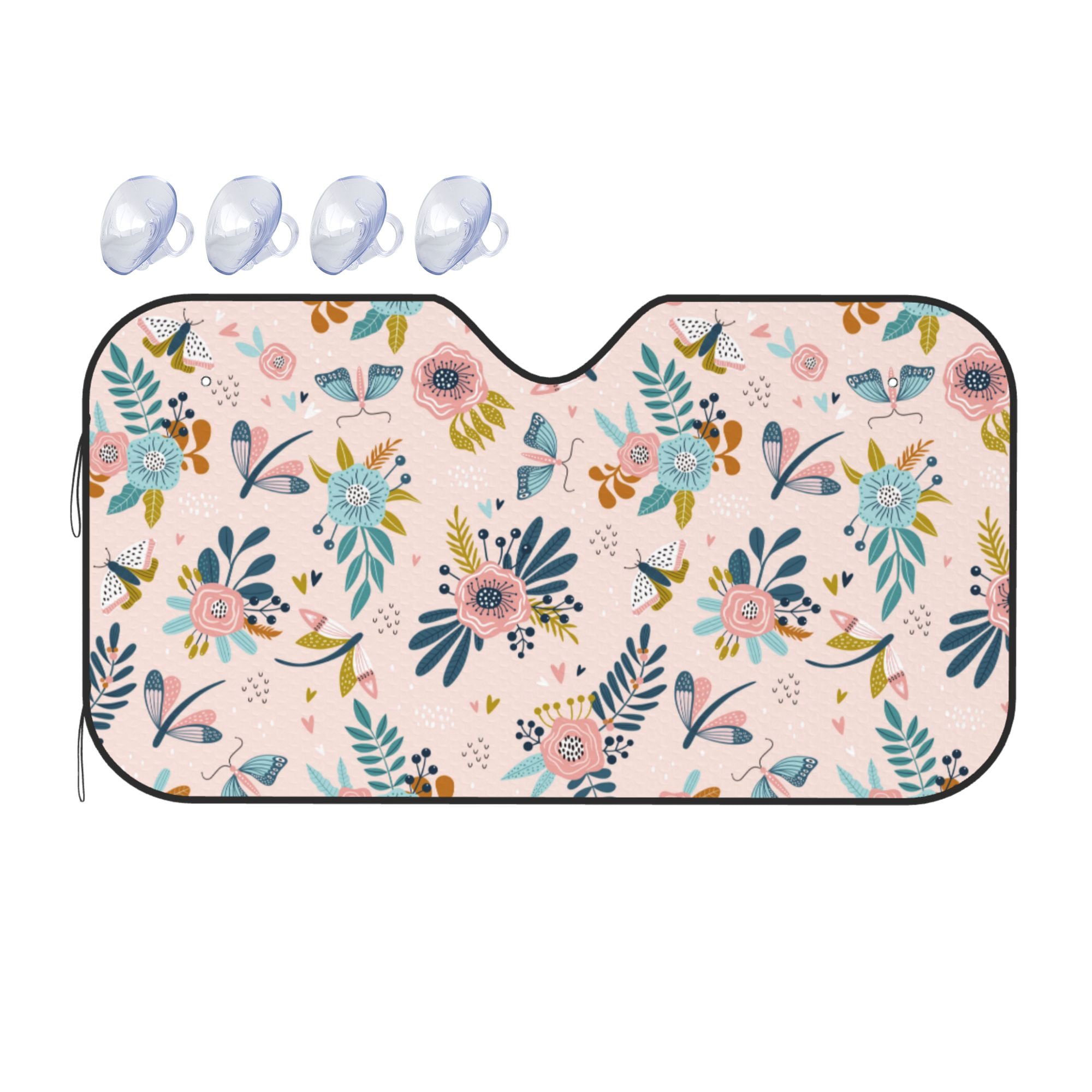 Dragonfly and Butterfly Flower Pattern 1-Piece Car Front Window ...