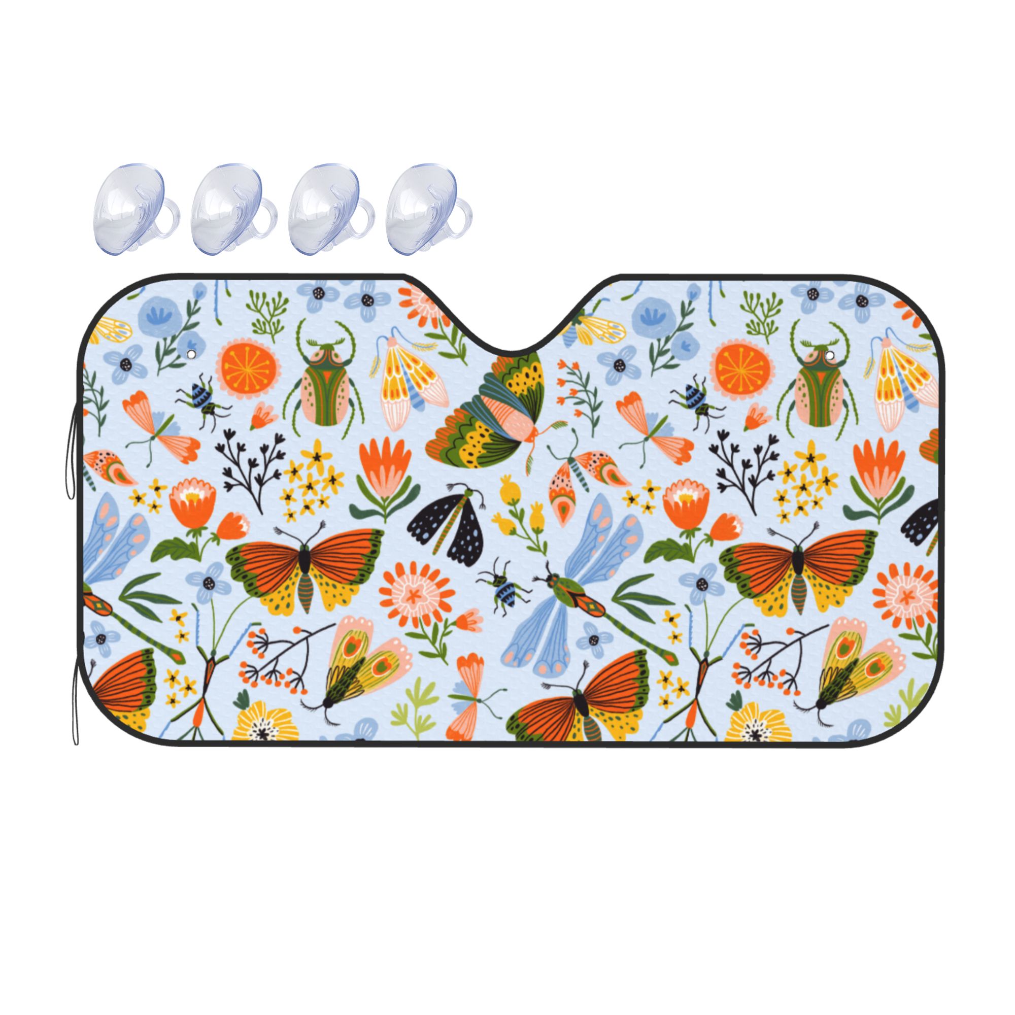 Dragonfly and Butterfly Flower Pattern 1-Piece Car Front Window ...