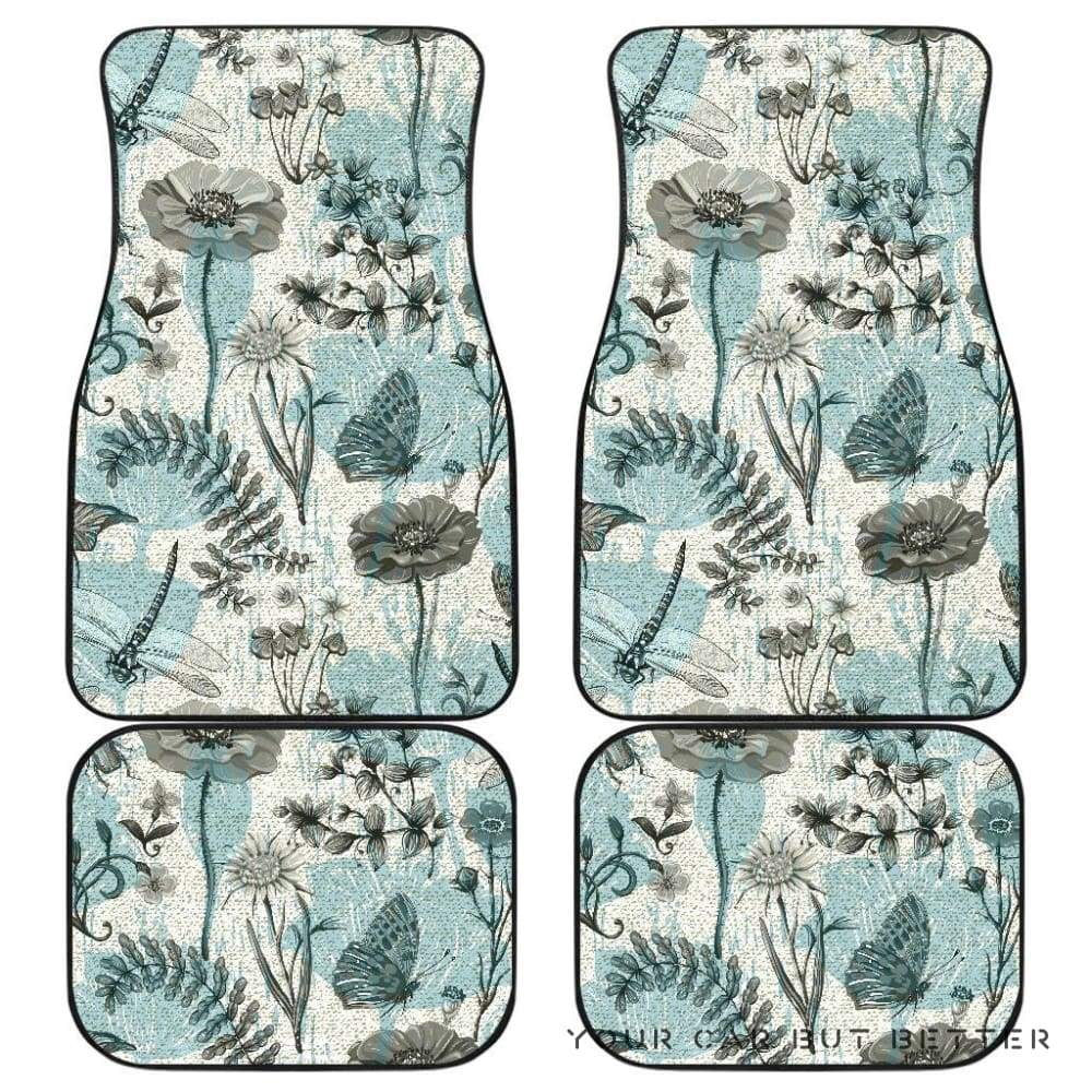 Dragonfly Butterfly Plants Insect Flower Vintage Style Pattern Front ...