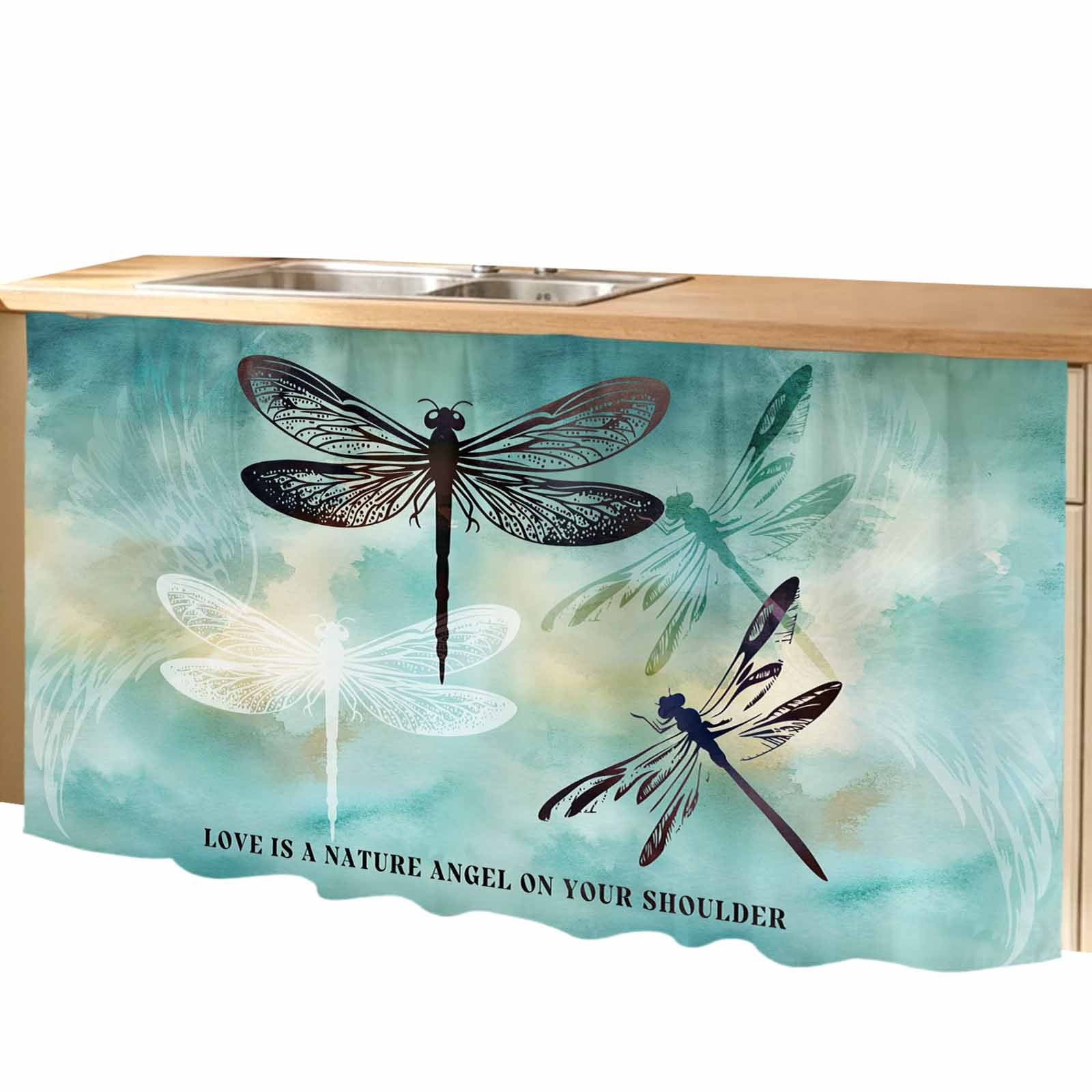 Dragonfly Cabinet Curtains Abstract Animal Teal Green Yellow Gradient ...