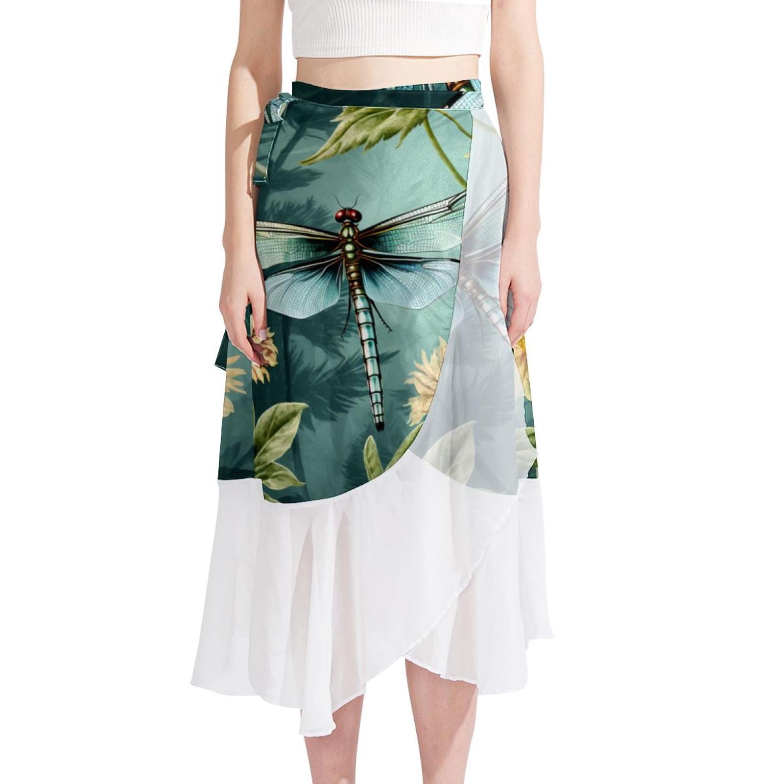 Dragonfly Chic Chiffon Beach Dress & Skirt Set for Women - for Summer ...