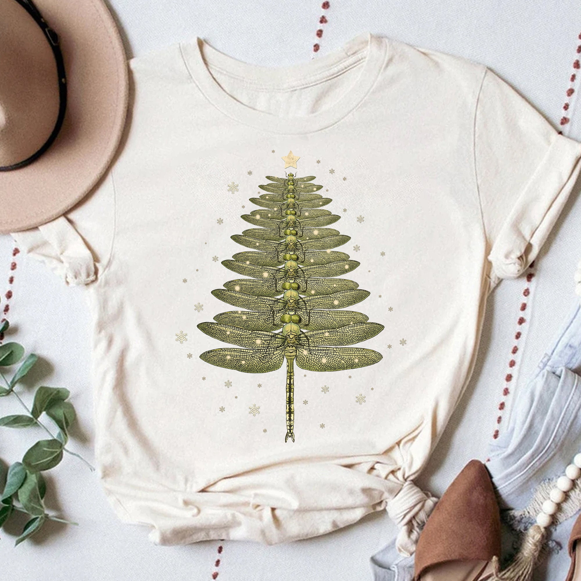 Dragonfly Christmas Light Shirt, Dragonfly Christmas Shirt, Dragonfly ...