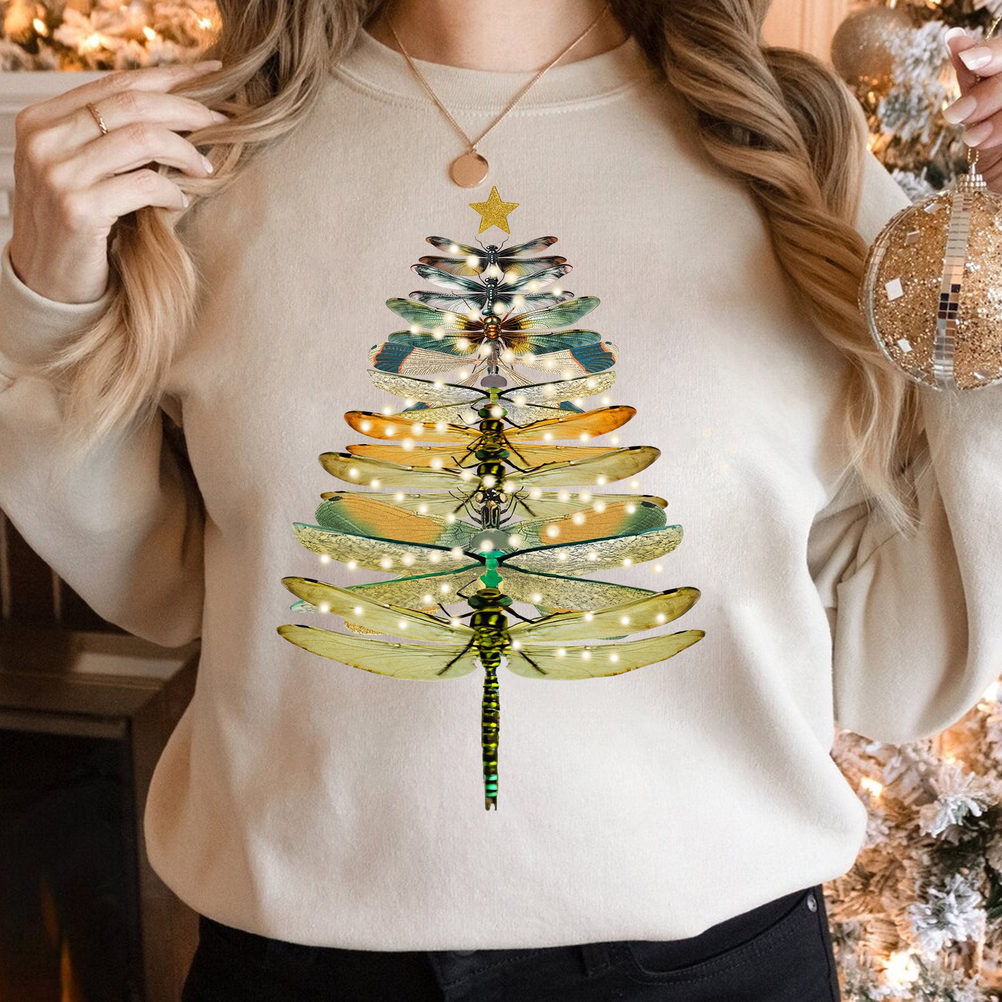 Dragonfly Christmas Light Shirt, Dragonfly Christmas Shirt, Dragonfly ...