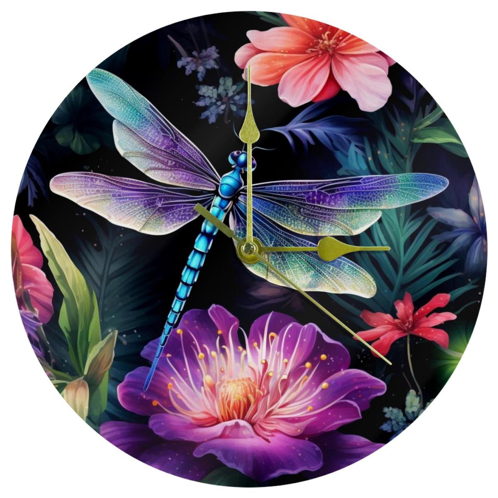 Dragonfly Circular Acrylic Wall Clock - Sleek & Modern Timepiece for ...