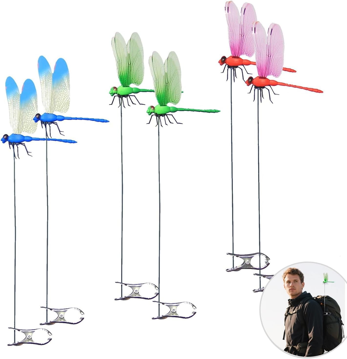 Dragonfly Clip Bug Repe Llent - 3D Dragonfly Clips, 6 Pack-Garden Decor ...
