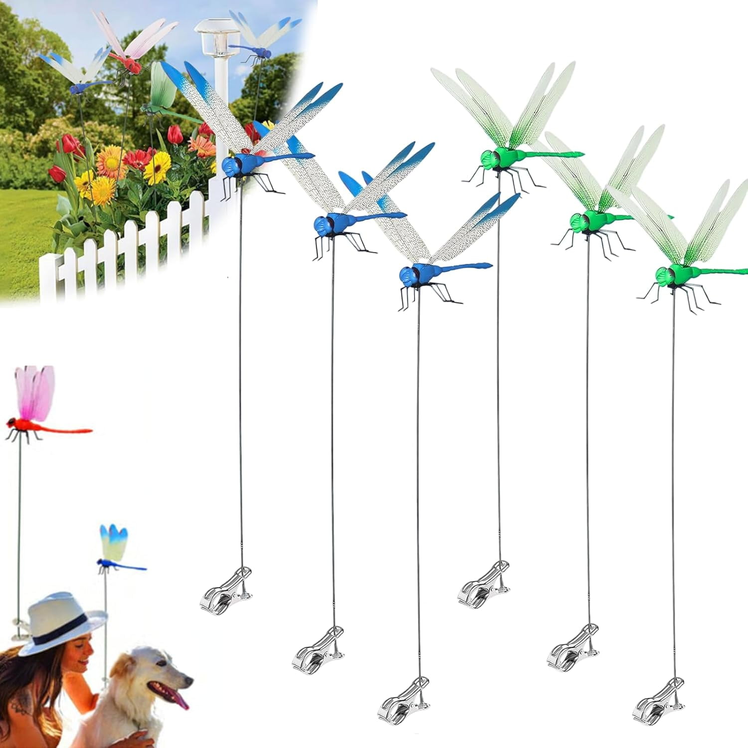 Dragonfly Clip Bug Repellent, Outdoor Fake Dragonfly Rod Clip, 3D ...