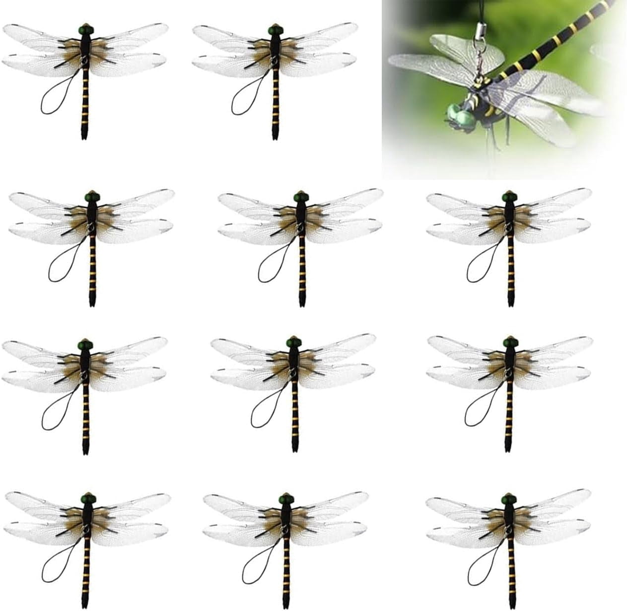 Dragonfly Clip Bug Repellent - Realistic 3D Fake Dragon Flies with Clip ...