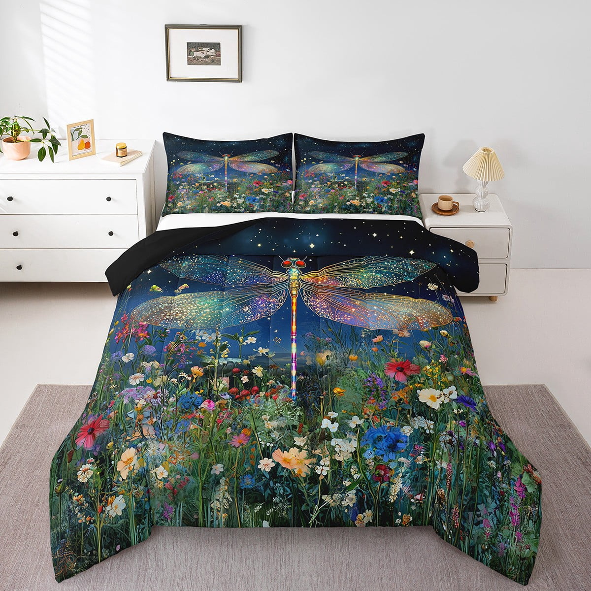 Dragonfly Comforter Set Galaxy Down Comforter,Dreamy Butterflies Twin ...