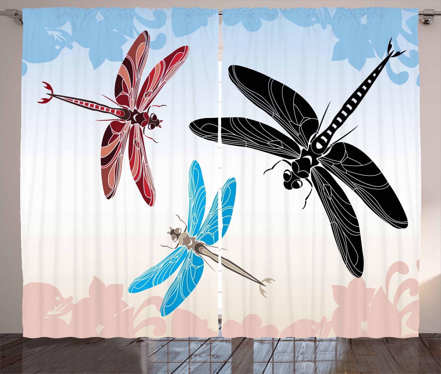 Ambesonne Dragonfly Curtains 2 Panel Set, Exotic Animal Wing, 108" x 84 ...