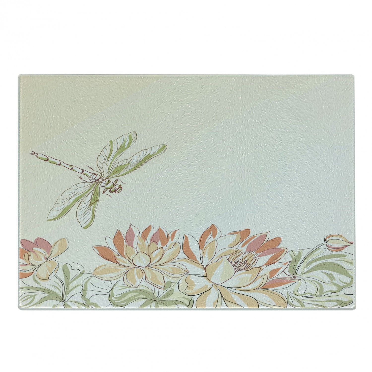 Dragonfly Cutting Board, Lotus Flower Field Winged Bug Flying Oriental ...