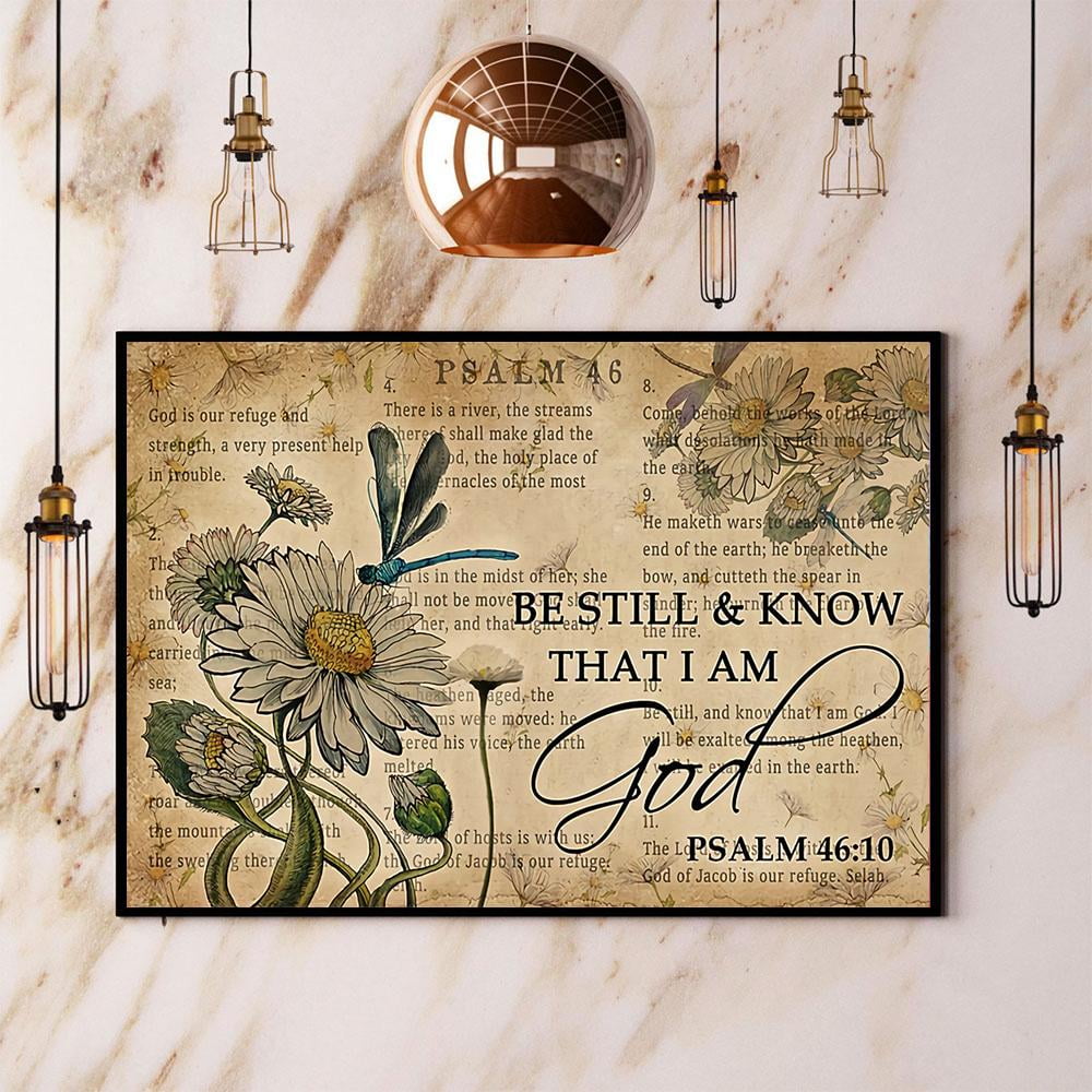 Dragonfly & Daisy Bible Be Still And Know That I Am God Paper Poster No ...