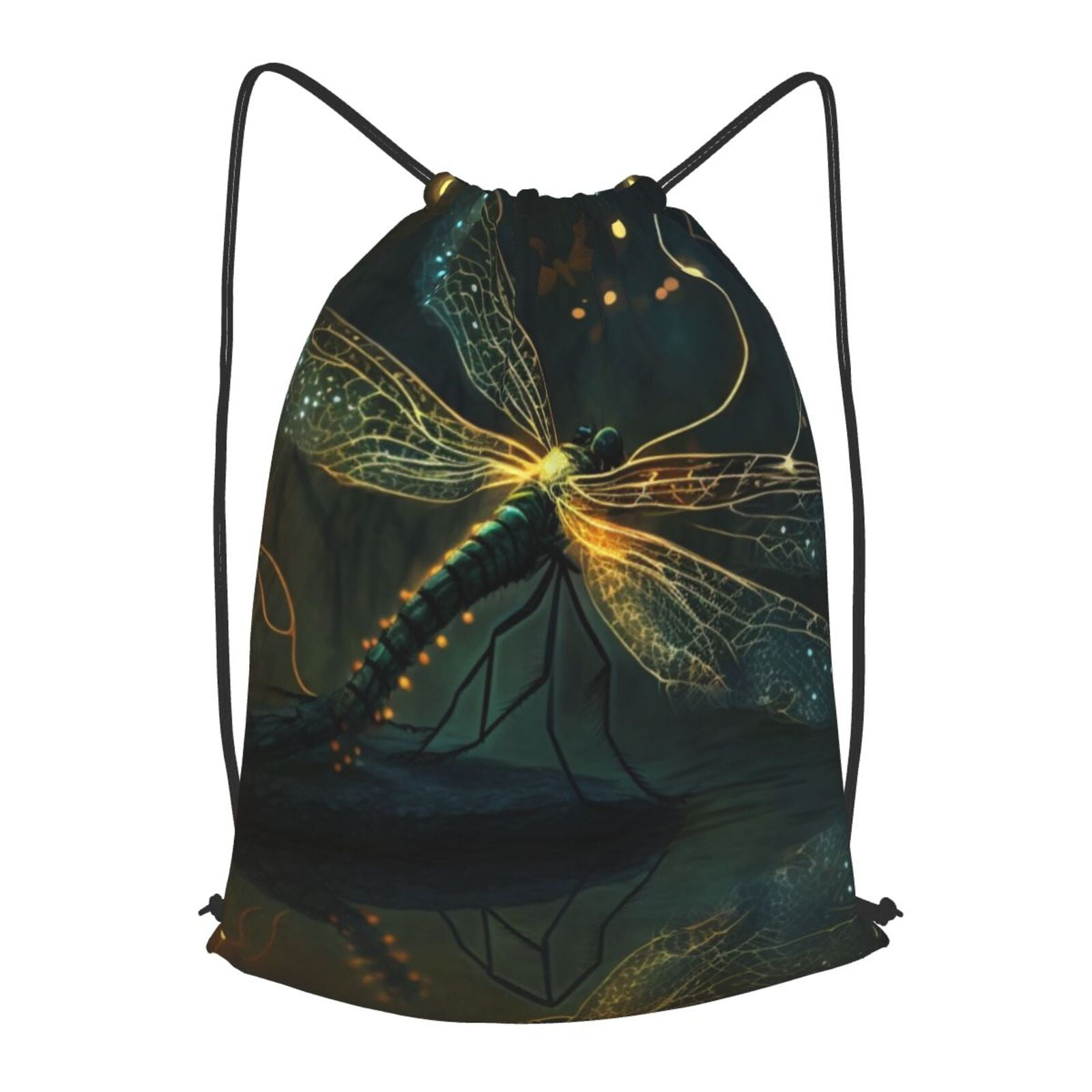 Dragonfly Dance Fireflies Art Drawstring Backpack Gym String Bag Sports ...