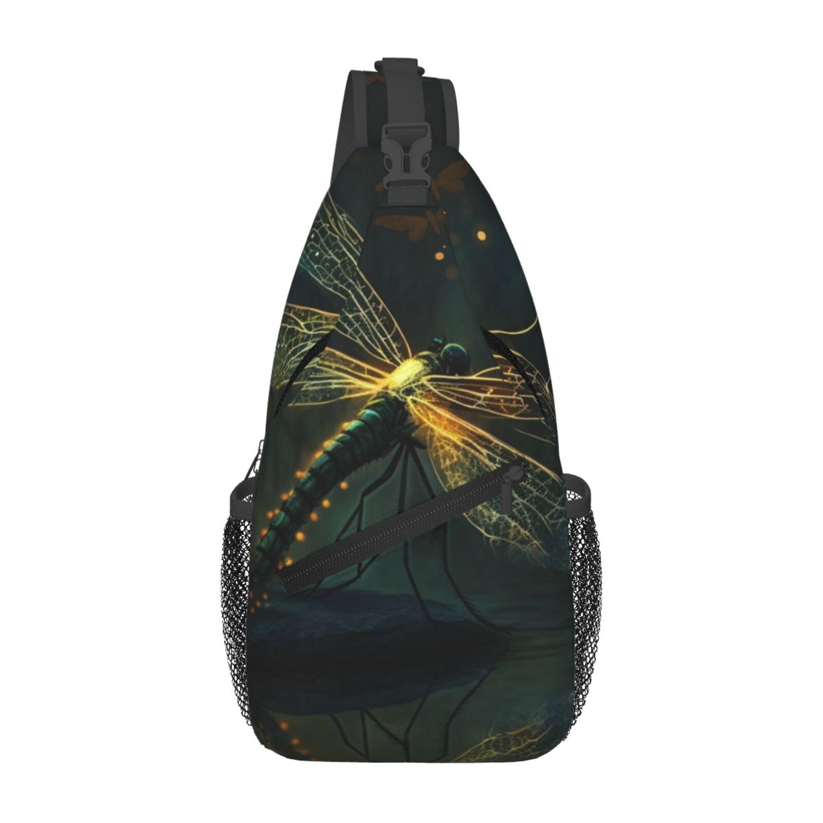 Dragonfly Dance Fireflies Art Sling Backpack Shoulder Chest Crossbody ...