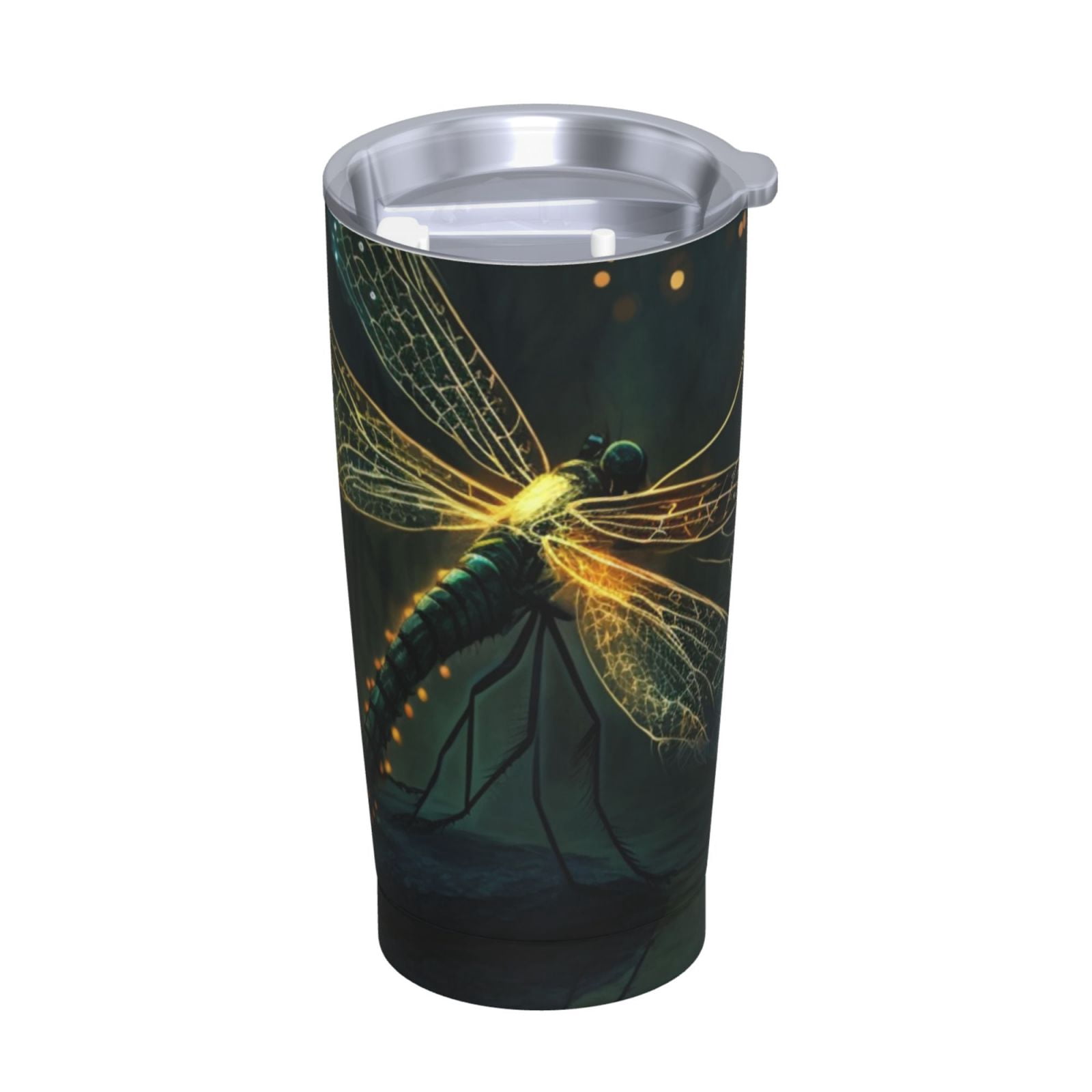 Dragonfly Dance Fireflies Art Stainless Steel Tumbler with Lid and ...