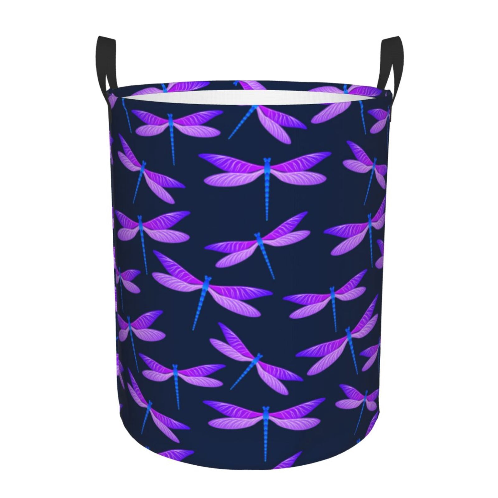 Dragonfly Dark Purple Laundry Basket, Laundry Hamper Waterproof Laundry ...