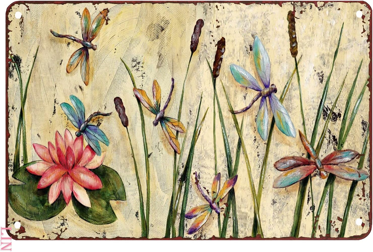 Dragonfly Decor Vintage Dragonfly Flowers Chic Botanical Wildflower ...