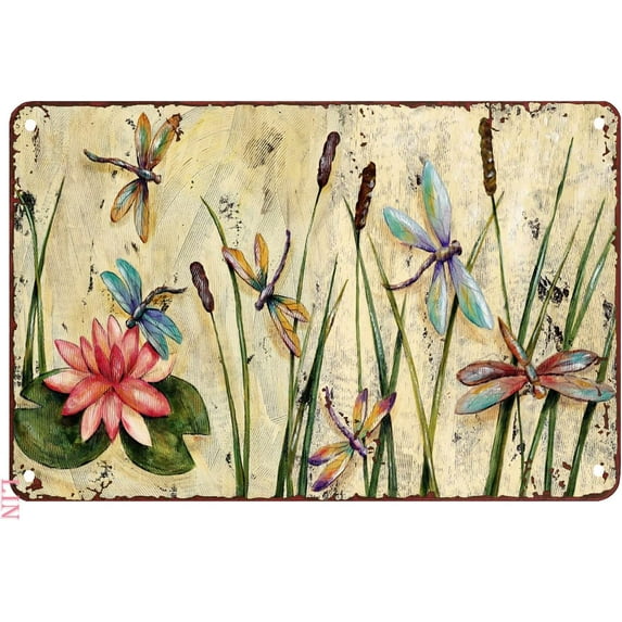 Dragonfly Decor Vintage Dragonfly Flowers Chic Botanical Wildflower ...