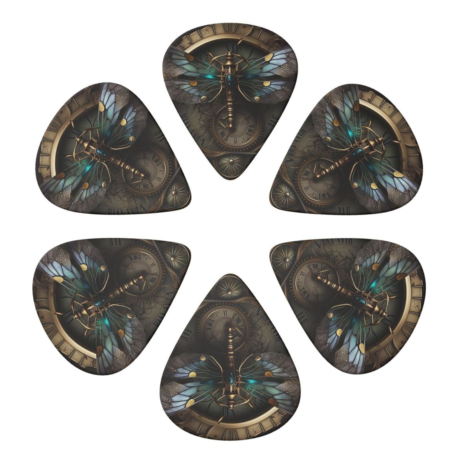 Dragonfly Dials Steampunk Art Guitar Pick 6 Pack for Bass Acoustic ...