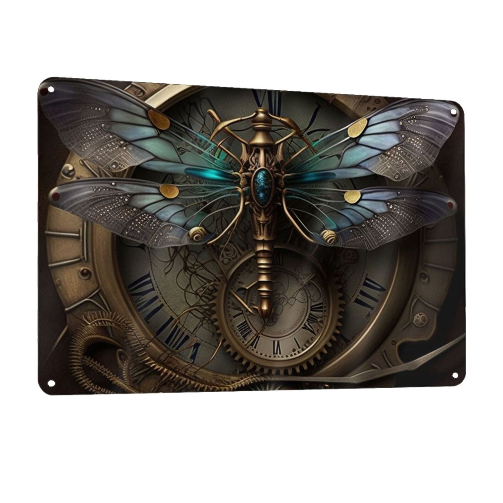 Dragonfly Dials Steampunk Art Metal Tin Sign Wall Decor for Home Bars ...