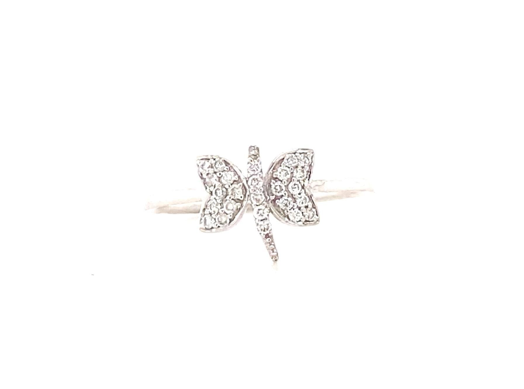 Dragonfly Diamond Ring, 14k Solid Gold, Natural Diamonds, Animal Ring ...