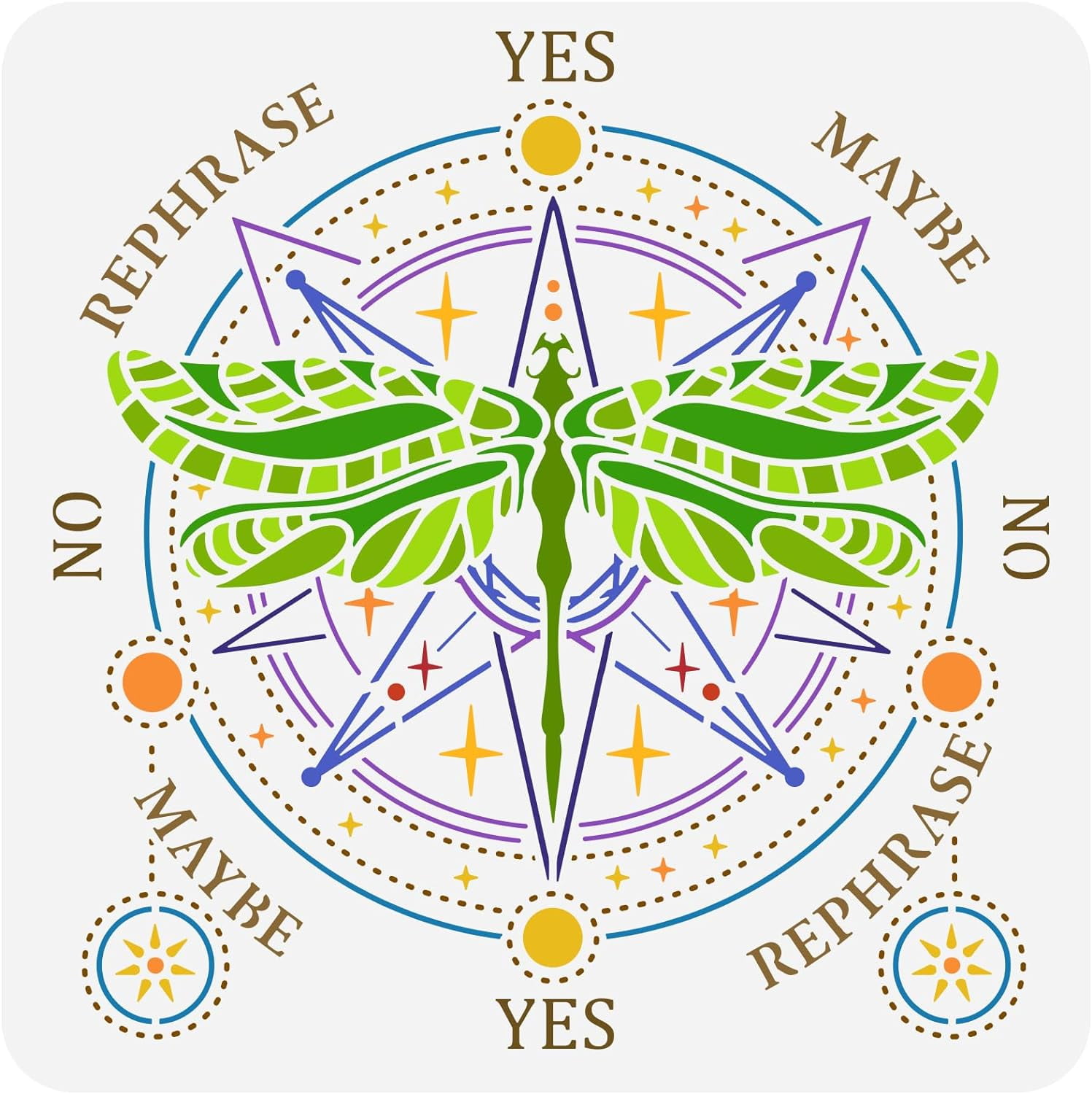 Dragonfly Divination Themed Stencil 11.8x11.8 inch Pendulum Board ...